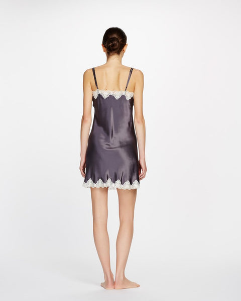 Ginia - Silk Short Chemise With Pintucks & Lace – Bella Cove Lingerie